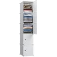 5 Cube Storage Cabinet, Narrow Clothes Storage with Doors,Tall Plastic ...