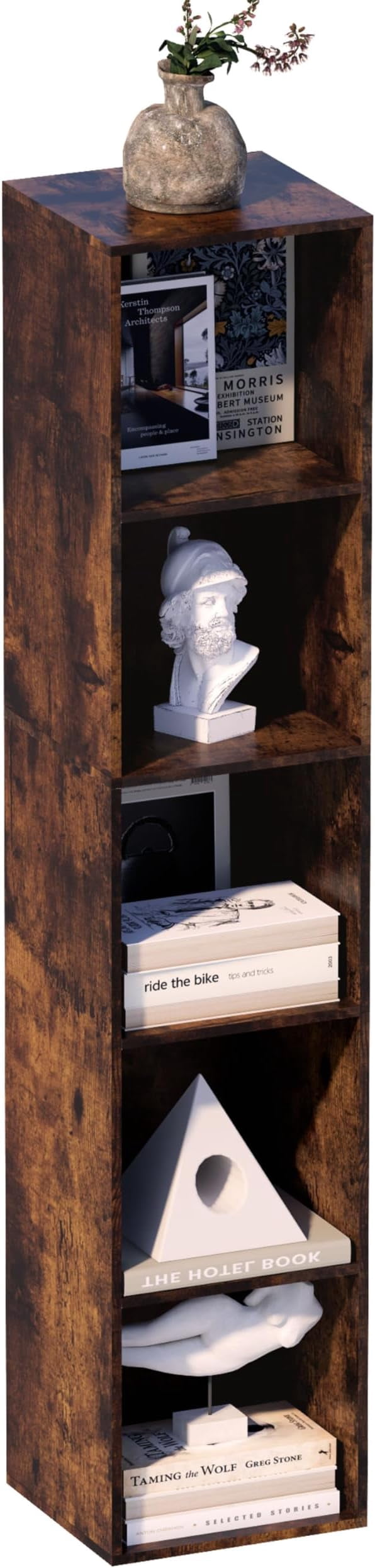 5 Cube Storage Organizer, 5 Tier Cube Low Bookcase Freestanding Storage ...