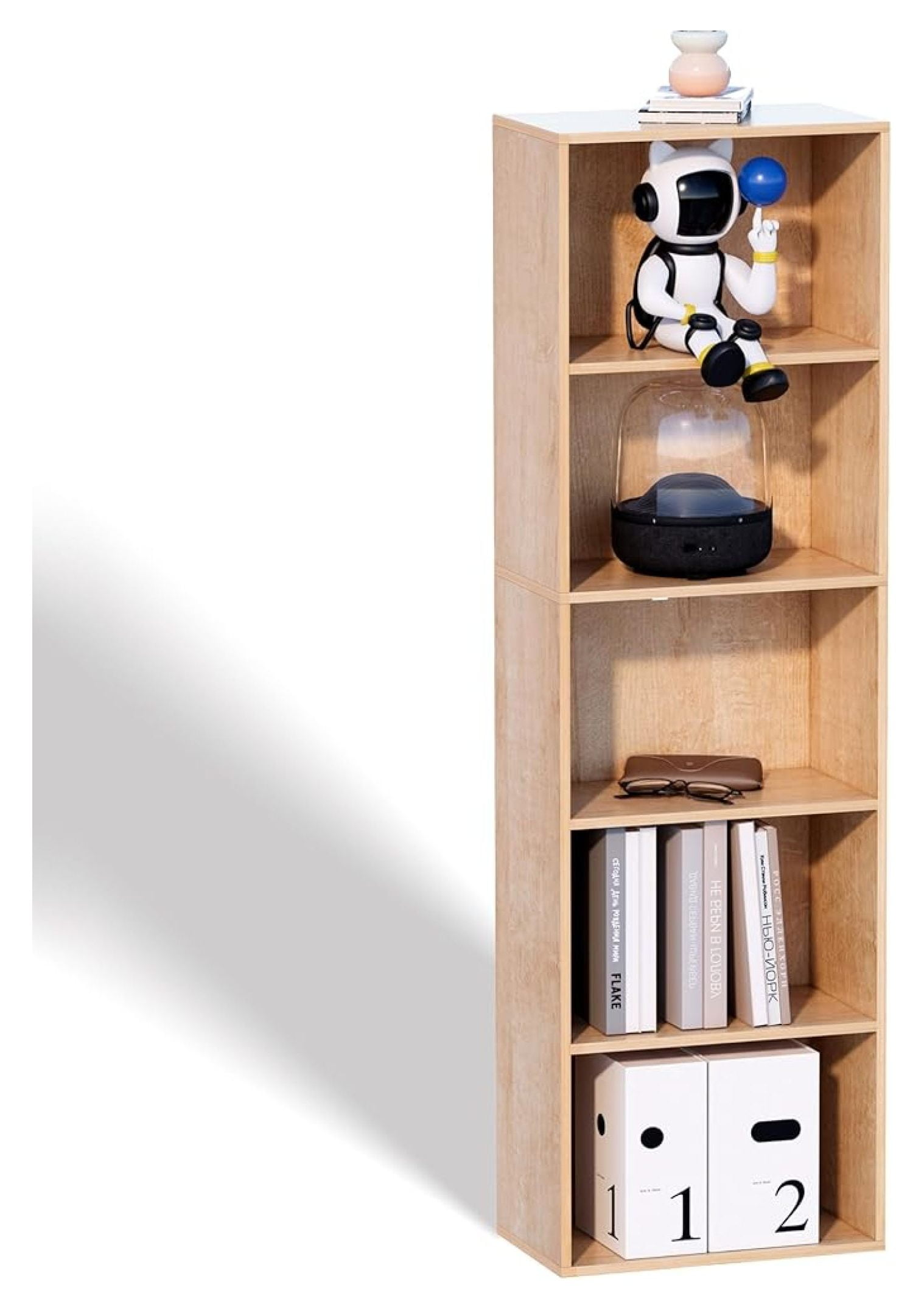5 Cube Storage Organizer,Wooden 5-Tier Open Shelf Bookshelf,Versatile ...
