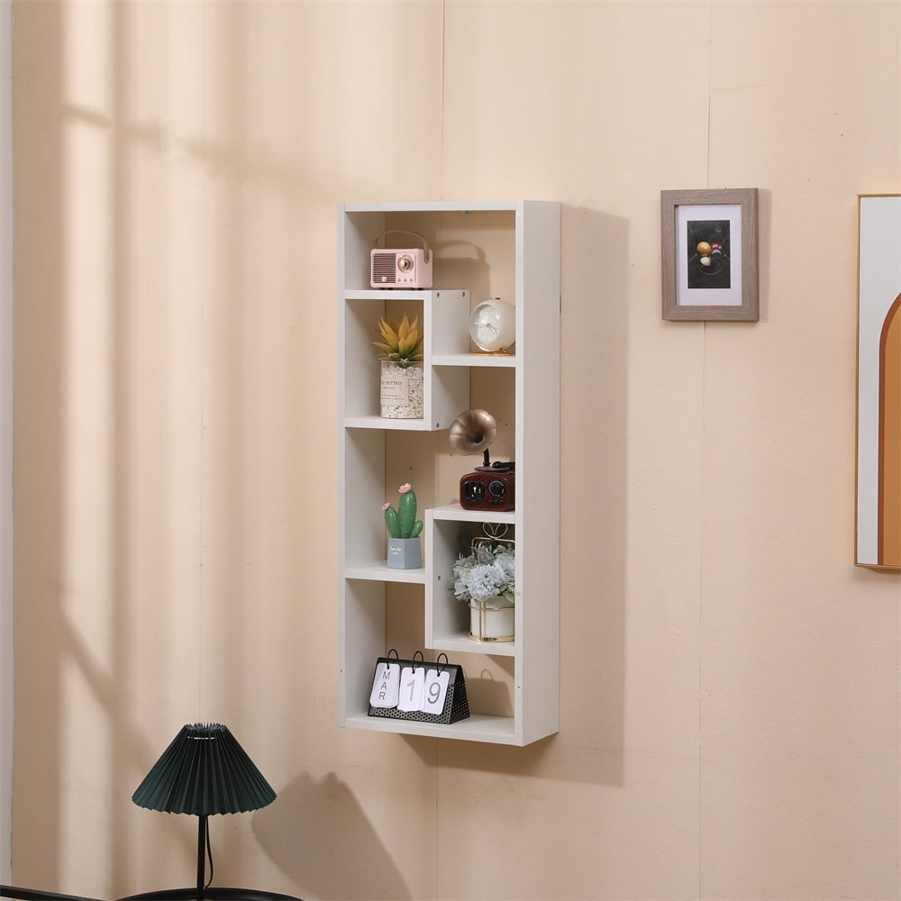 5 Cubes Floating Shelves for Wall Storage, Wood Open Bookcase with Wall ...
