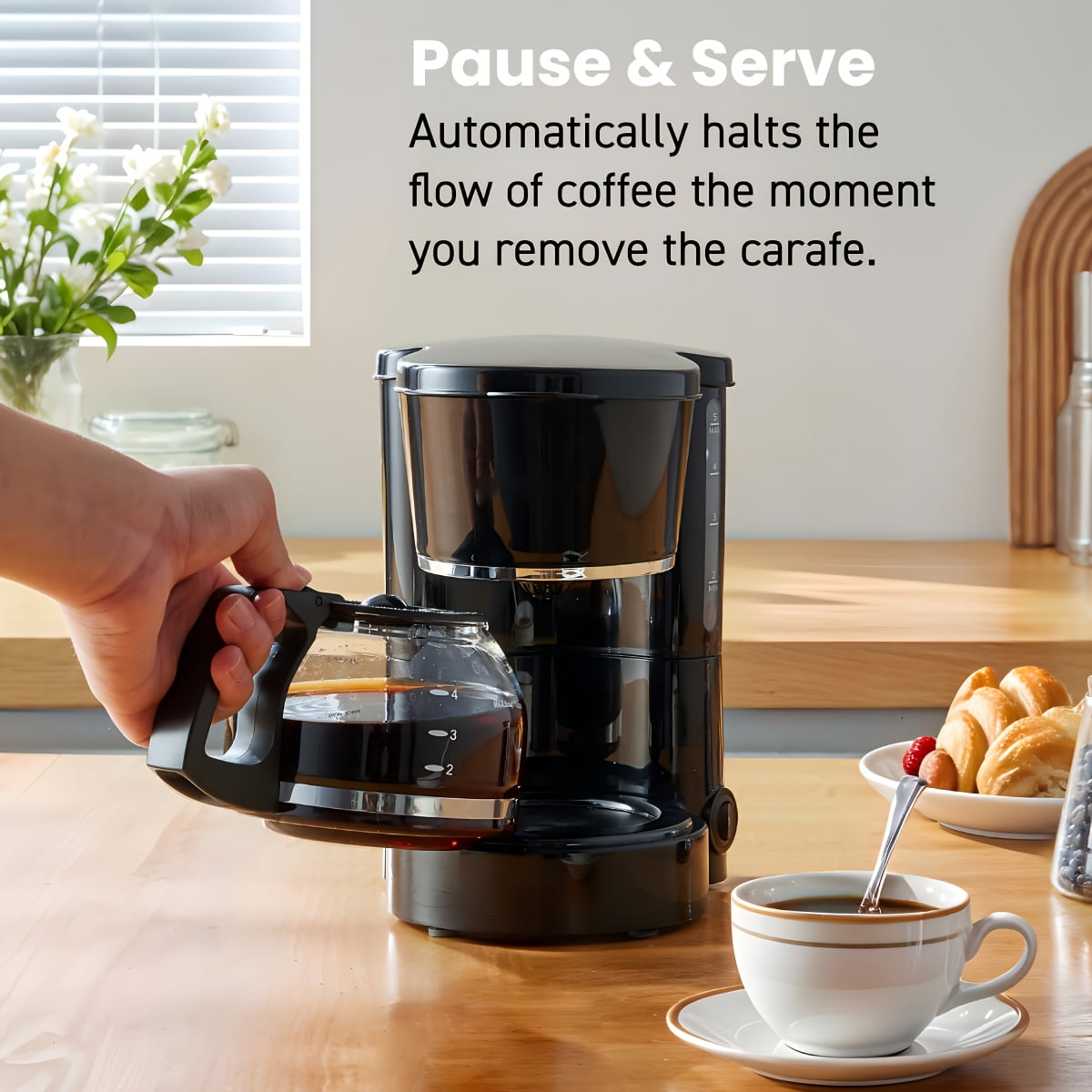 5-Cup Drip Coffee Maker - Integrated Heating & Insulation, Fast Heating ...