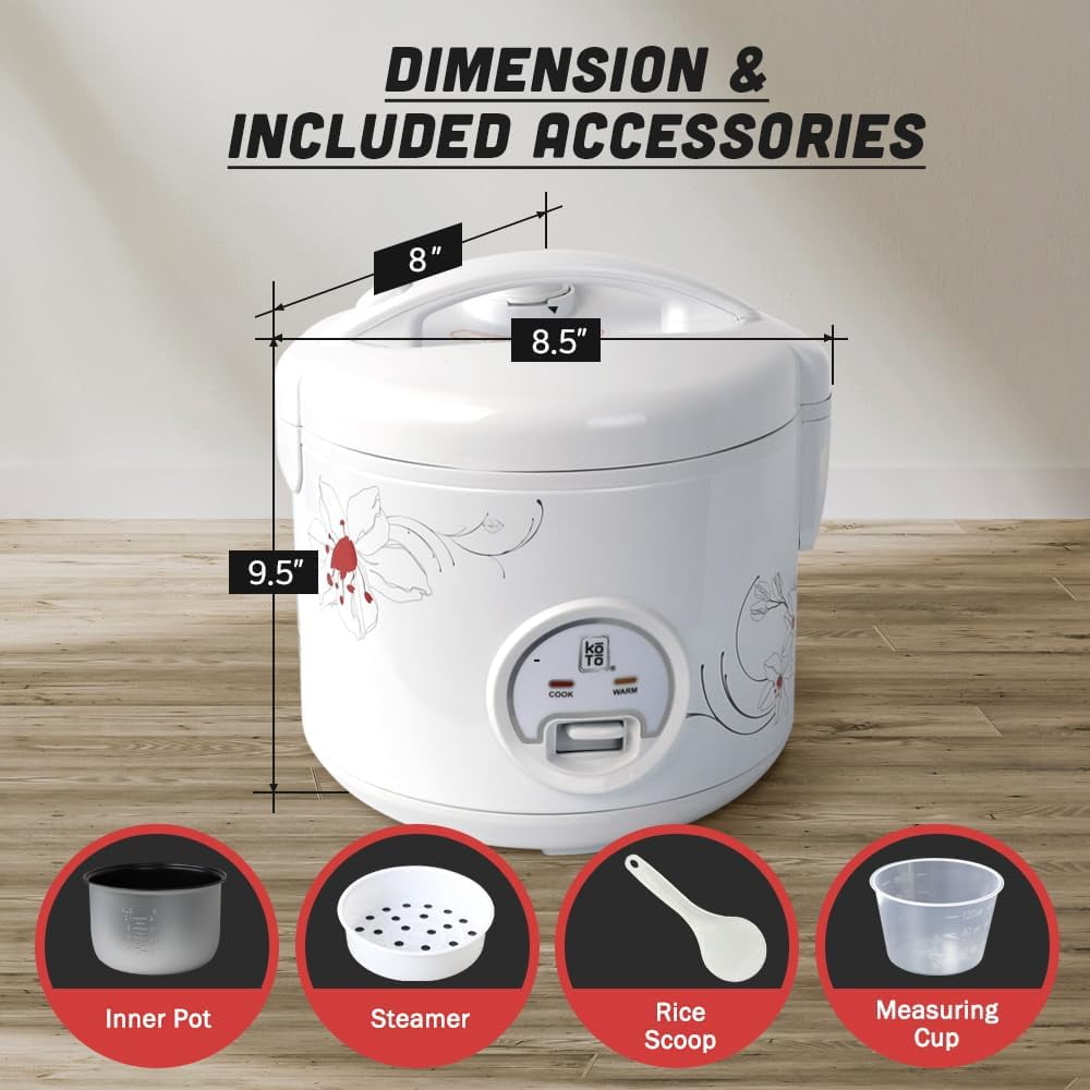 Rice Cooker & Warmer 5 Cups with Food Steamer, Non-stick Inner Pot ...
