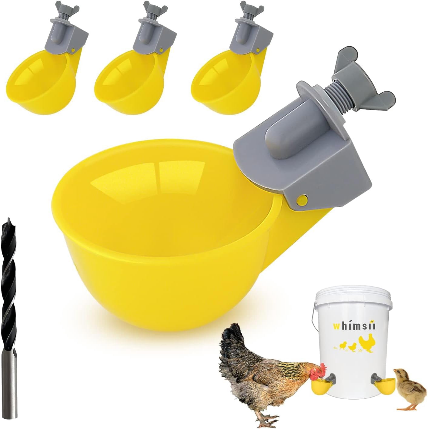 (5 Cups) Chicken Water Cups Feeder, Automatic Chicken Waterer, Anti ...