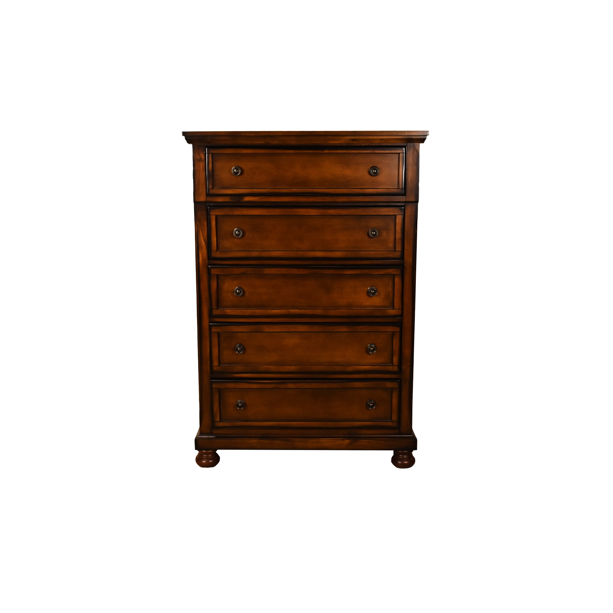 5 Dark Walnut Chest With Tongue And Groove Construction Metal Drawer ...