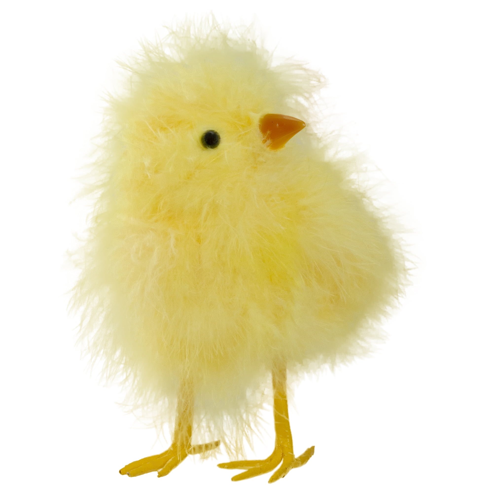5" Decorative Yellow Furry Chick Figure Facing Left - Walmart.com
