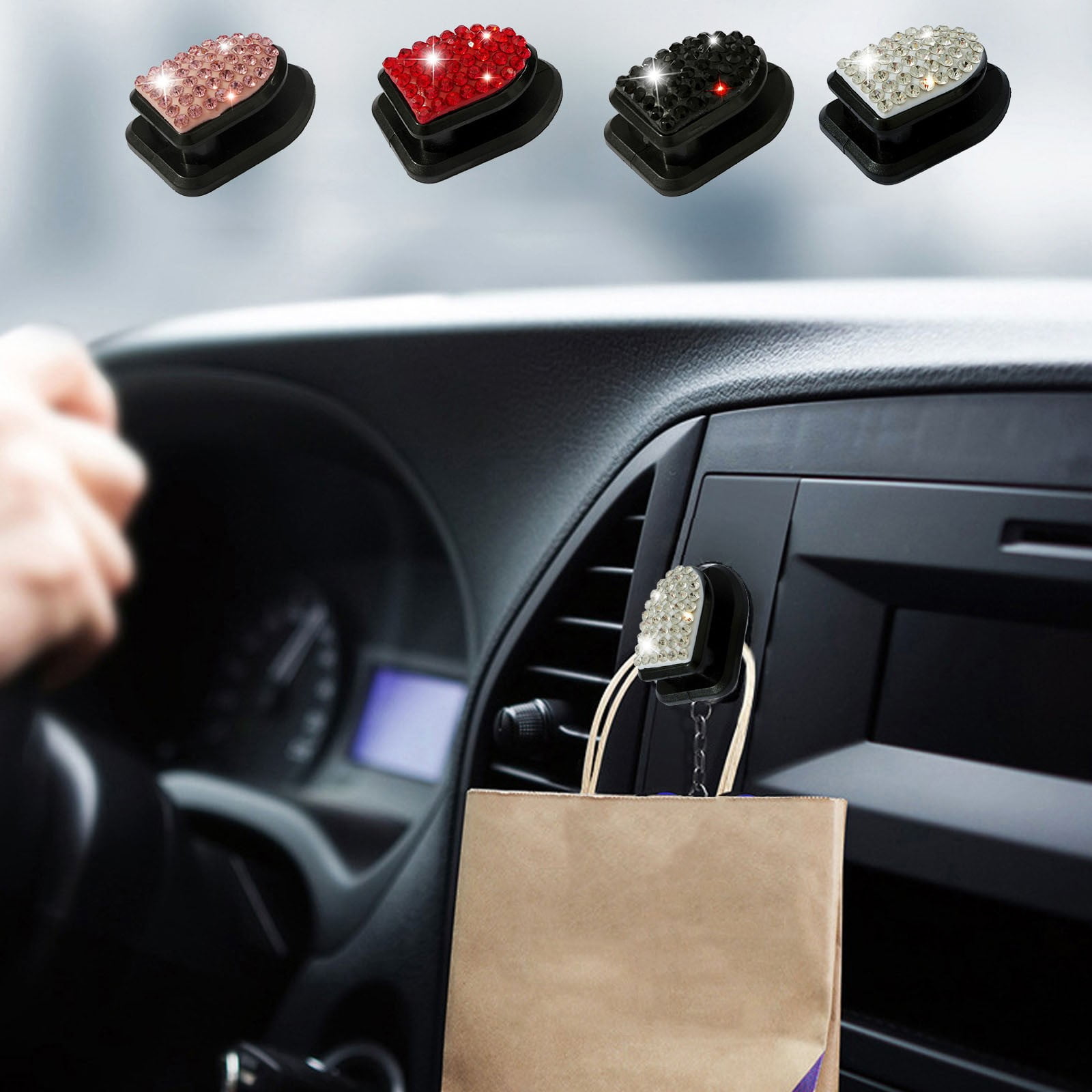 under 5, Diamond-encrusting Car Hook, Rear Seat Hook, Stainless Steel ...