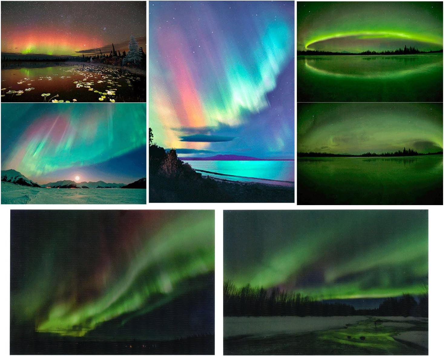 5 Different Borealis Northern Lights - 3D Lenticular Postcard Greeting ...