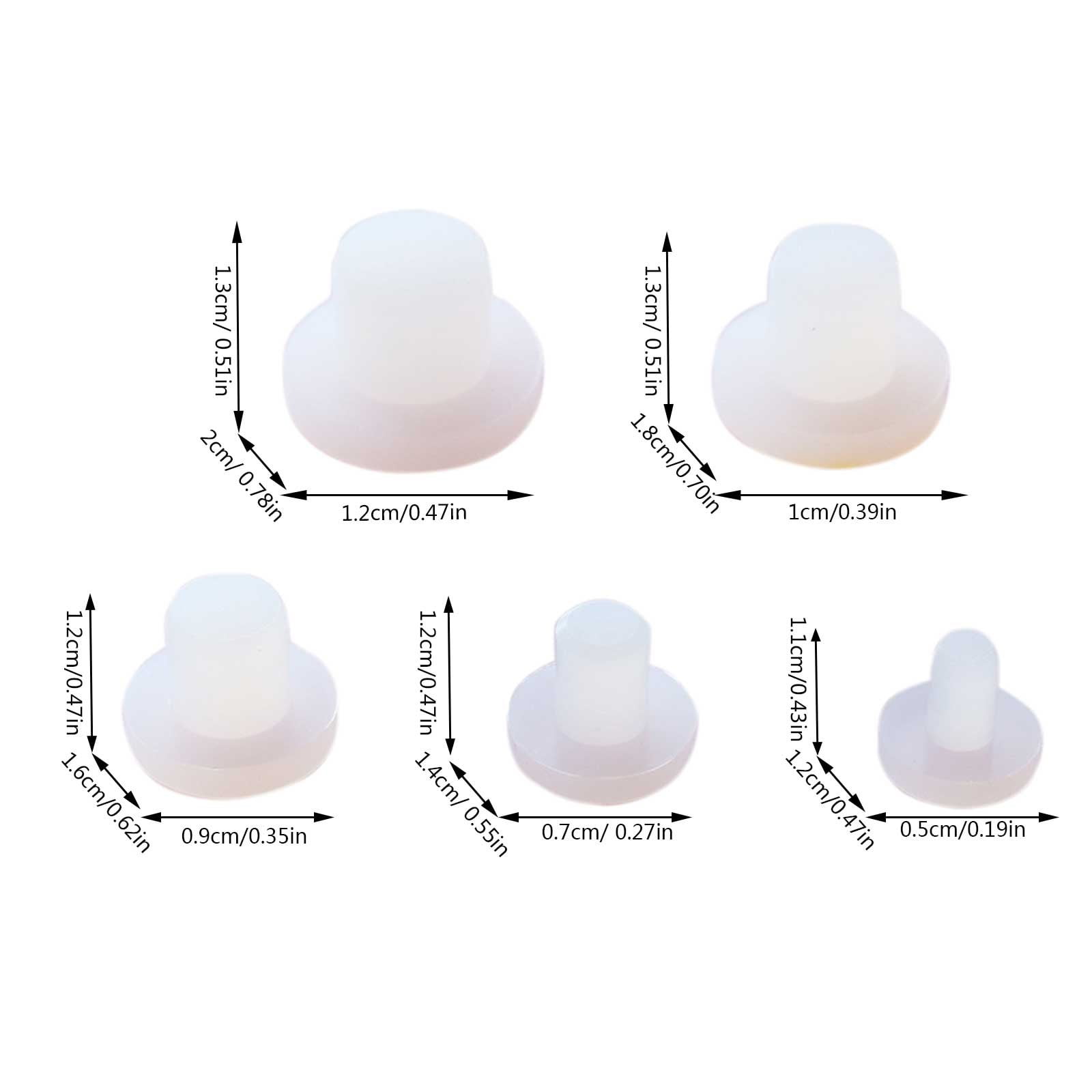 5 Different Sizes Of Belly Button Plugs Set Belly Button Button Shaped ...