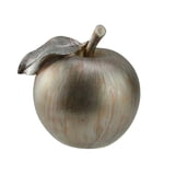 5" Distressed Silver and Bronze Apple with Accented Glittered Leaf ...