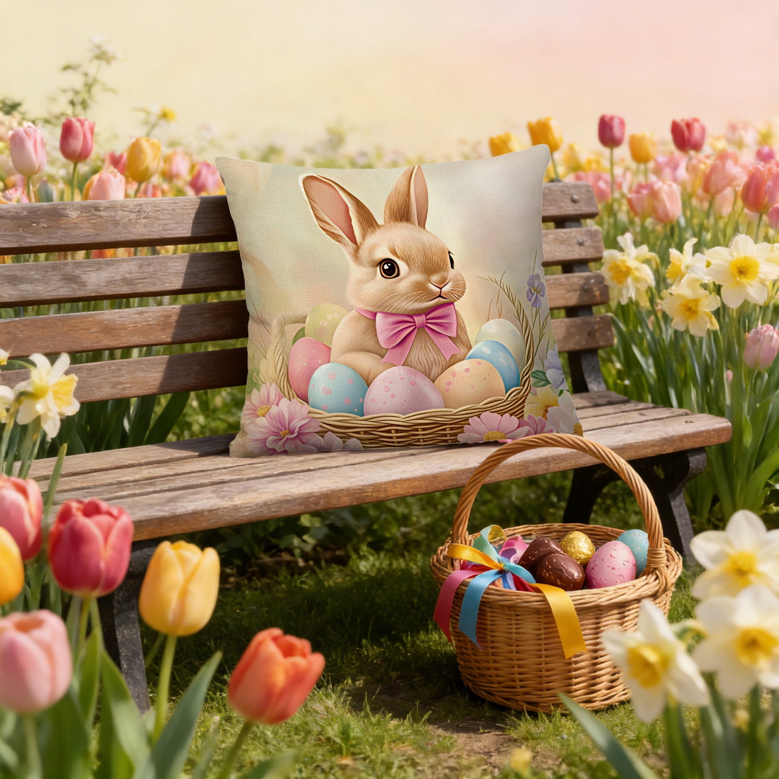 Under 5 Dollars! YZEGDCH Easter Throw Pillow Covers 18"x18" Fluffy Faux ...