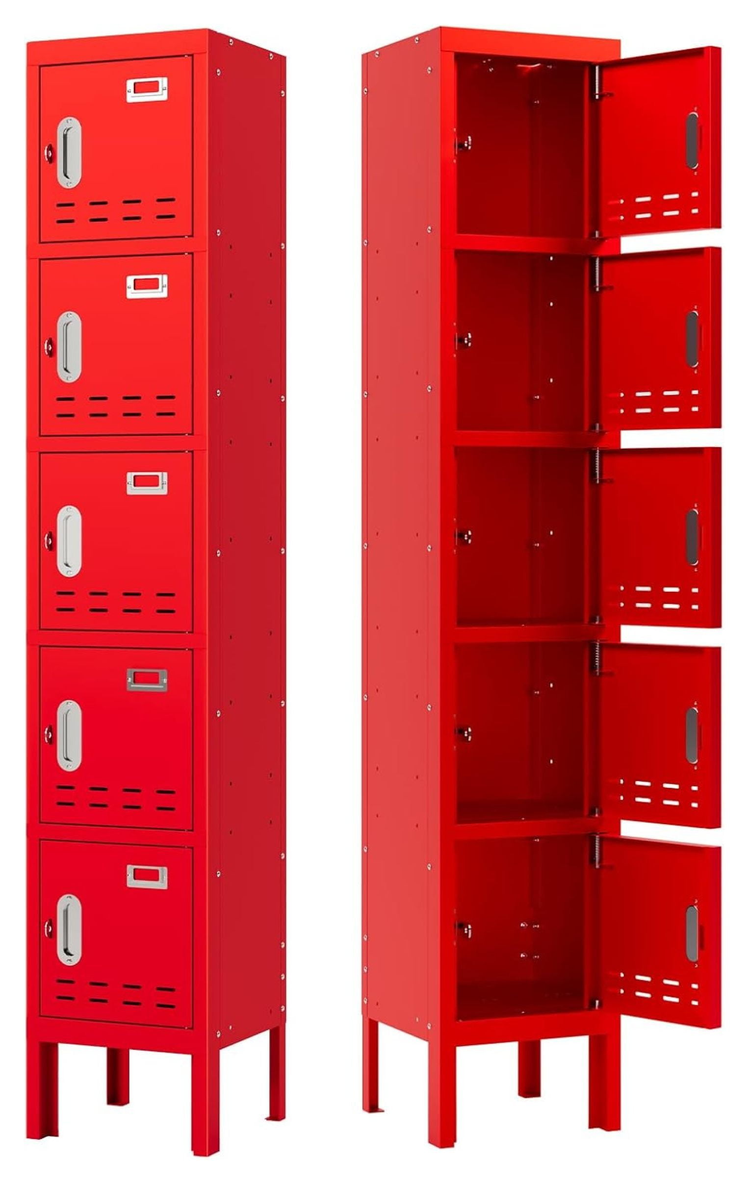 5 Door Metal Locker - 66" Steel Storage Cabinet - Lockable School Gym ...