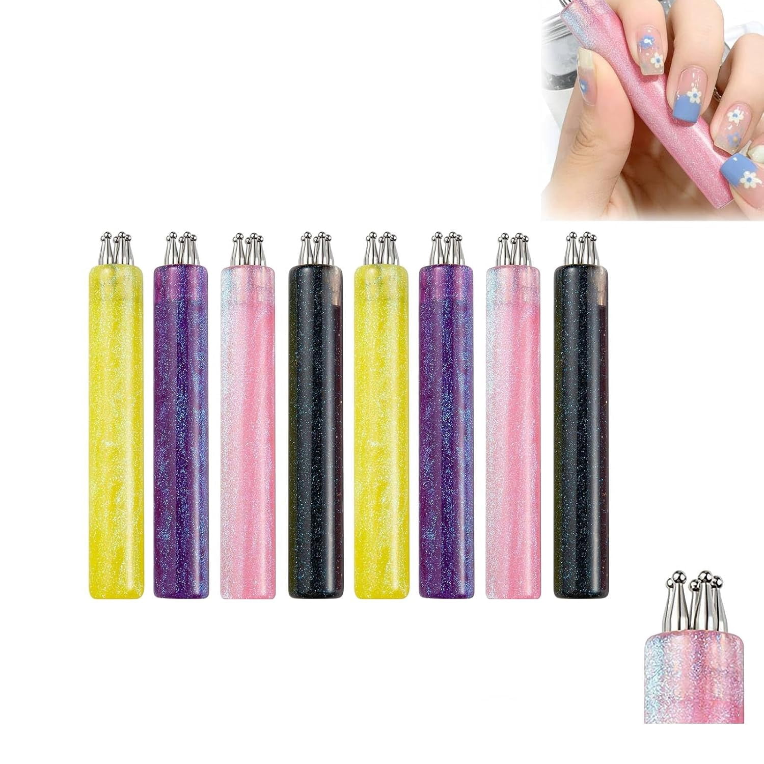 5-Dot Nail Art Dotting Pen, 5-Petal Flower Nail Stamp Tool,1.8mm One ...
