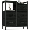 5 Drawer Black Dressers for Bedroom 2 Tier Shelf Storage Small Fabric ...