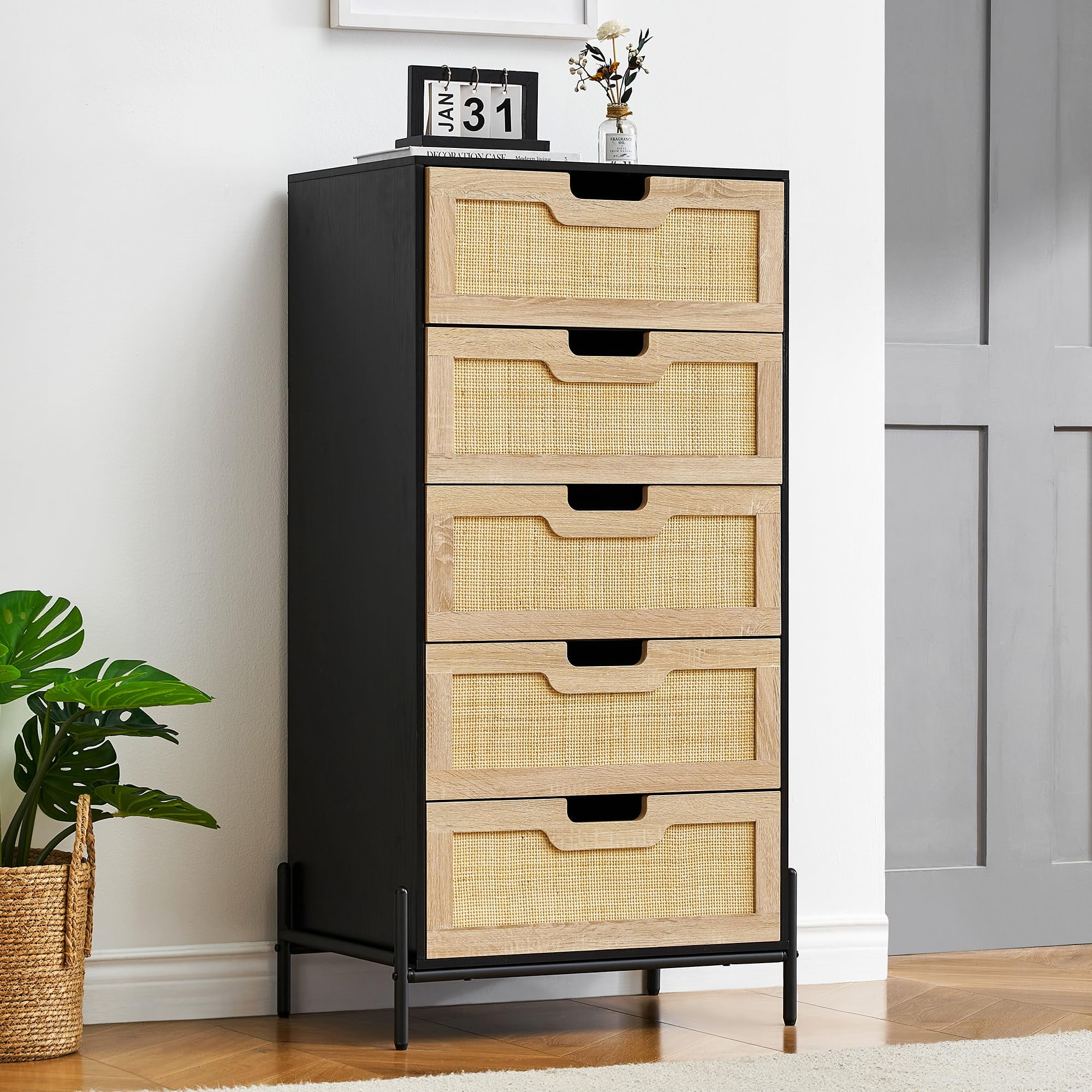 5 Drawer Chest Dresser, Chest of Drawers, Wood Storage Cabinet ...