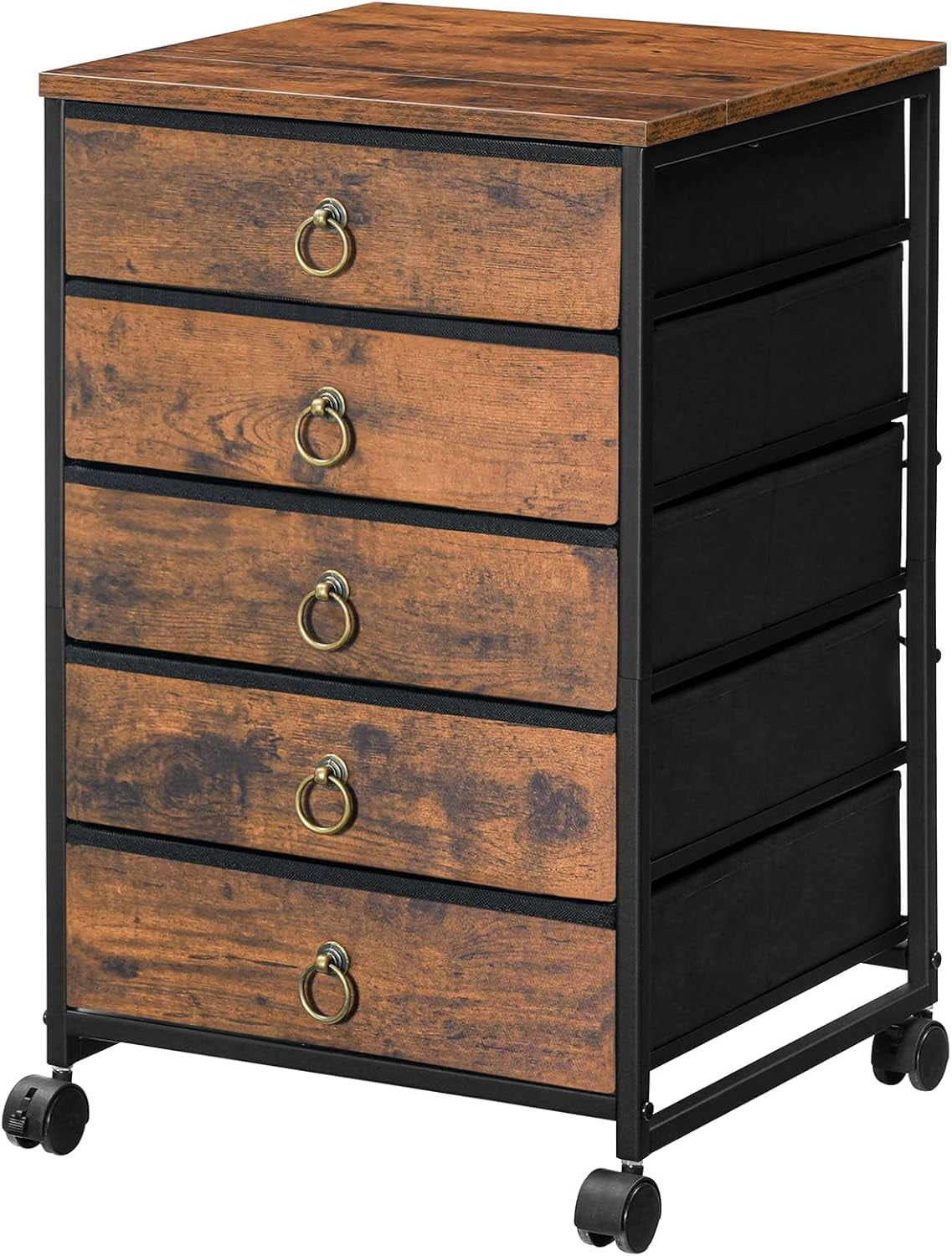 5-Drawer Chest, File Cabinet, Office Cabinet with Drawers, Rolling ...