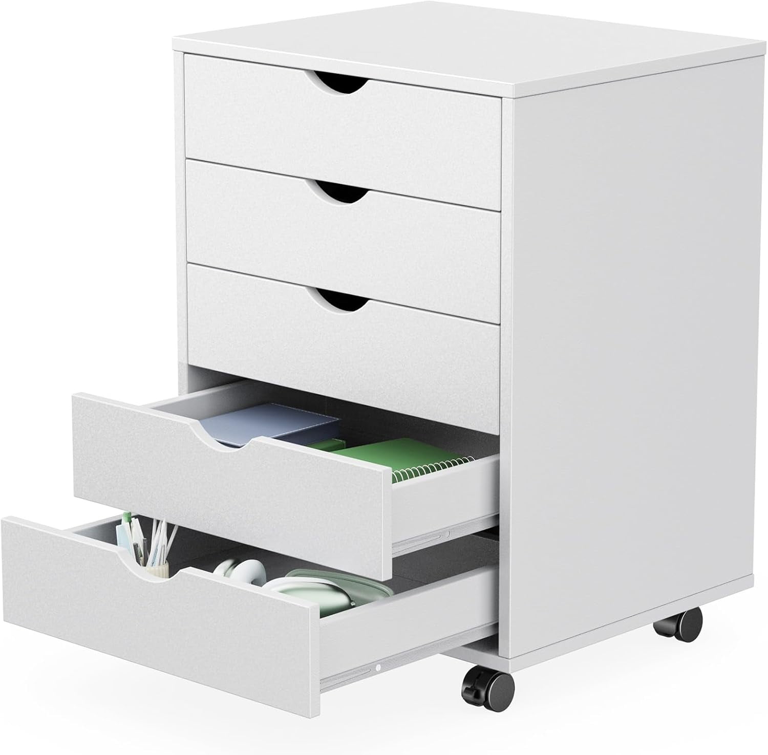 5 Drawer Chest Mobile Storage Cabinets Small Wooden Dresser with Wheels ...