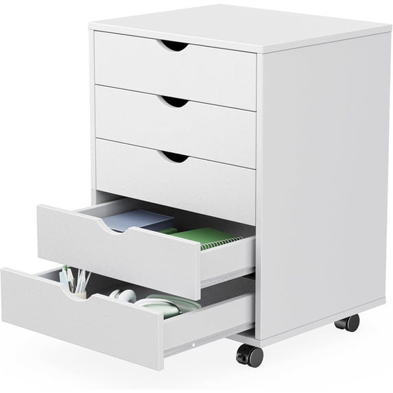 5 Drawer Chest Mobile Storage Cabinets Small Wooden Dresser with Wheels ...