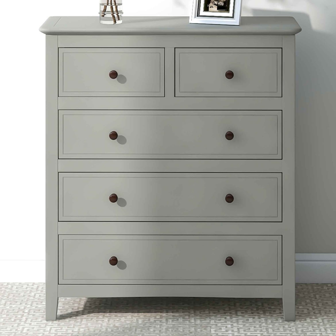5 Drawer Chests with Solid Wood Legs, Modern Storage Cabinet with ...