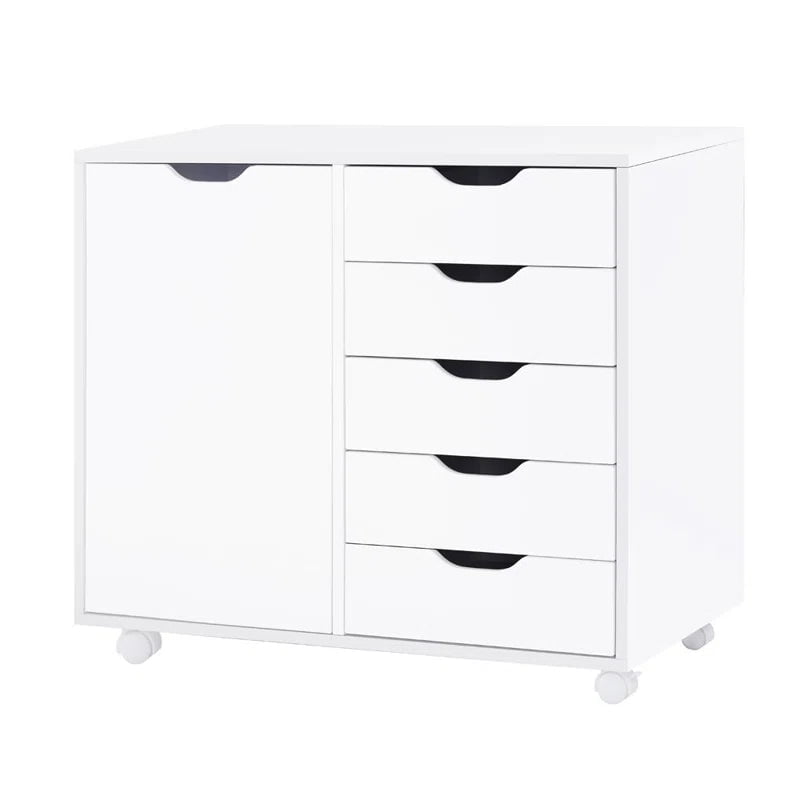 5-Drawer Decorative Filing Cabinet on Wheels – Stylish Office Storage ...