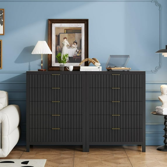 5 Drawer Dresser, 43" Tall Dresser Organizer TV Drawer Cabinet Modern ...