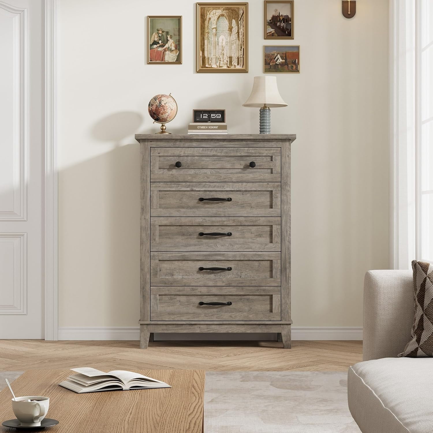 5-Drawer Dresser for Bedroom, 41.3" Tall Wood Chest of Drawers ...