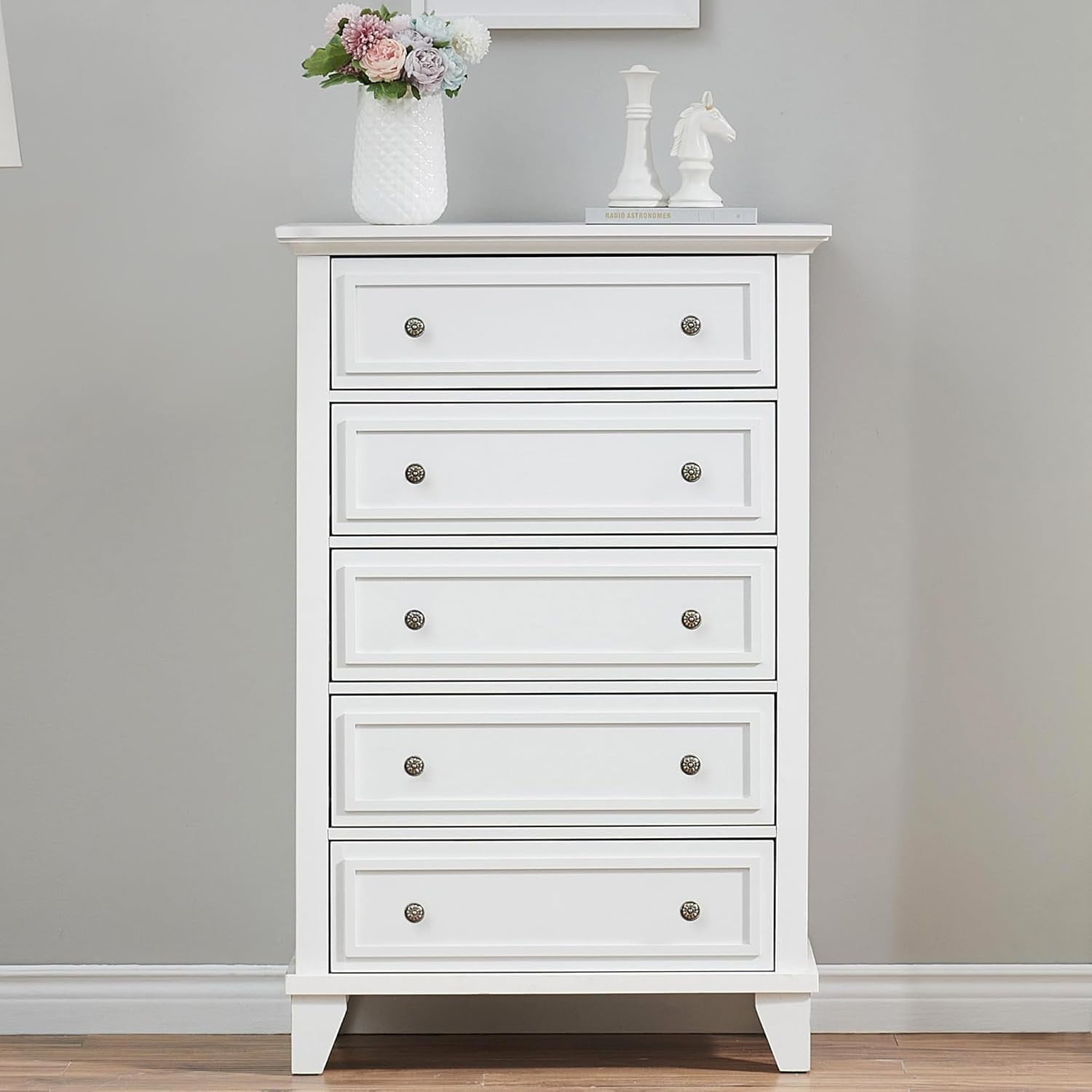 5 Drawer Dresser for Bedroom, 48" Tall Rustic Storage Chest with Metal ...