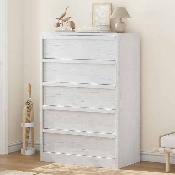 5 Drawer Dresser for Bedroom, Antique White 5 Chest of Drawers 43" Tall ...