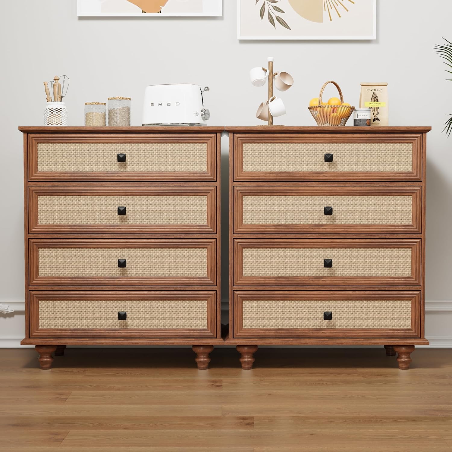 5 Drawer Dresser for Bedroom Mid Century Wide Wood Rustic Chest of ...