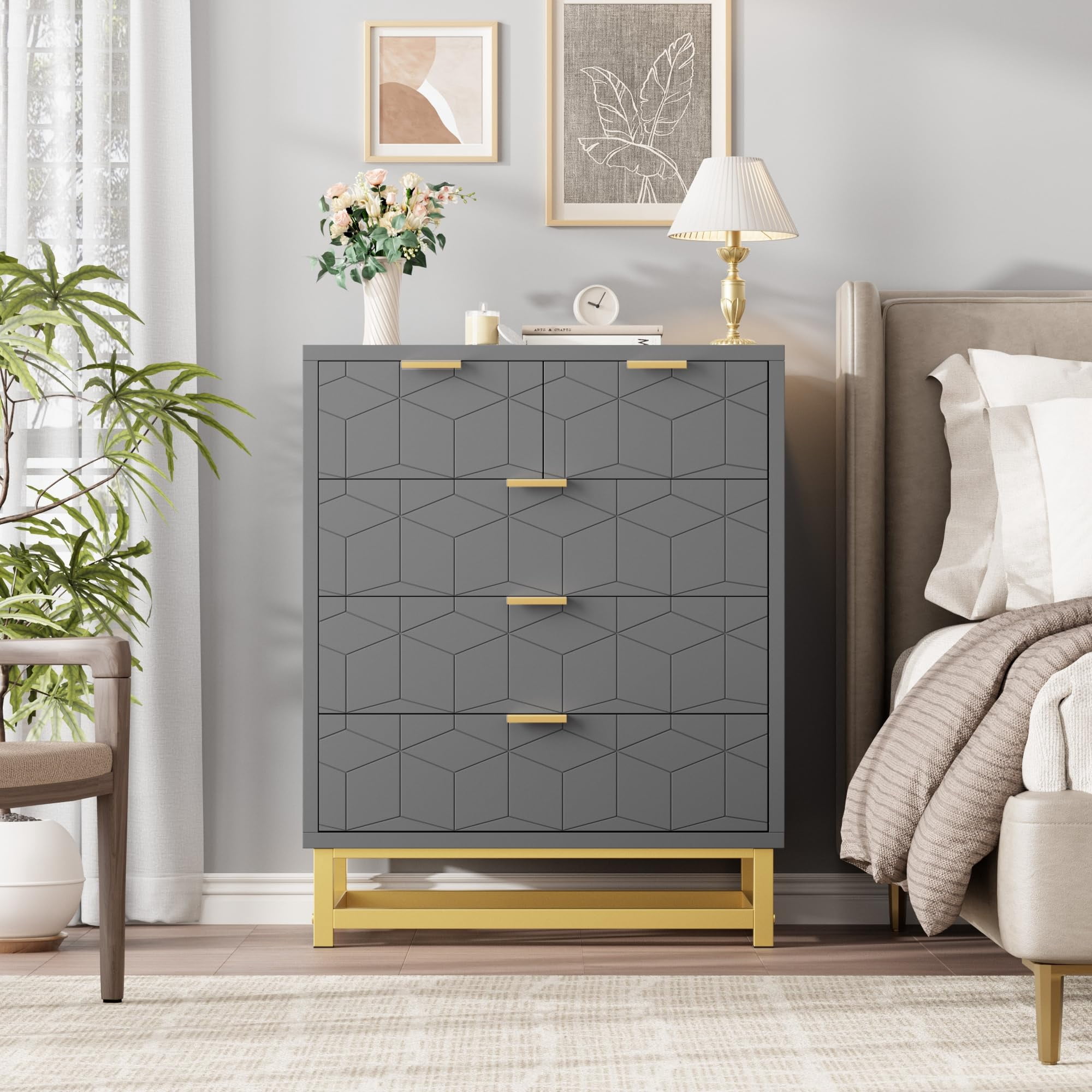 5 Drawer Dresser for Bedroom,Modern Dresser Chest Cabinet Organizer ...