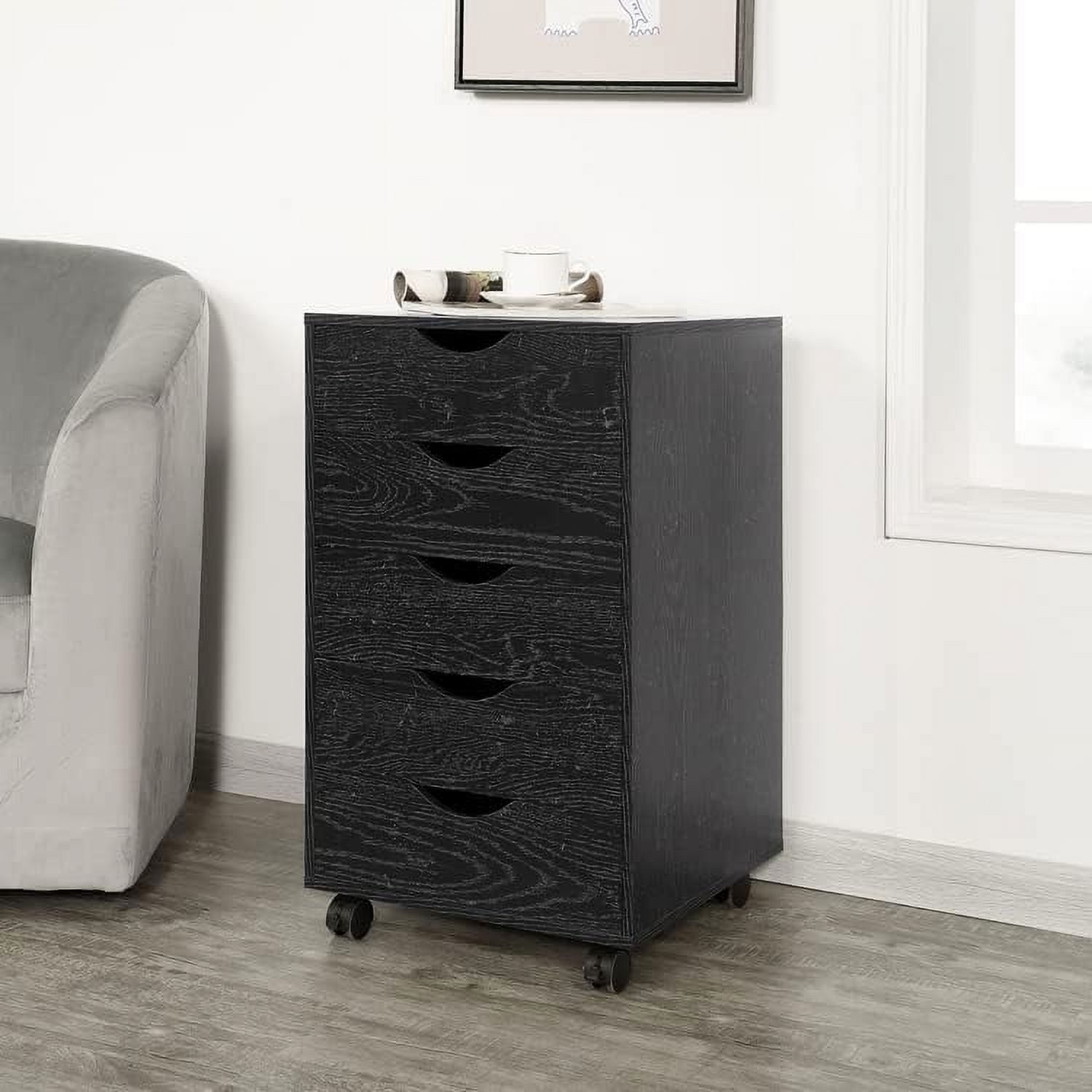5 Drawer Dresser for Bedroom Stylish Tall Dressers with Wheels Storage ...