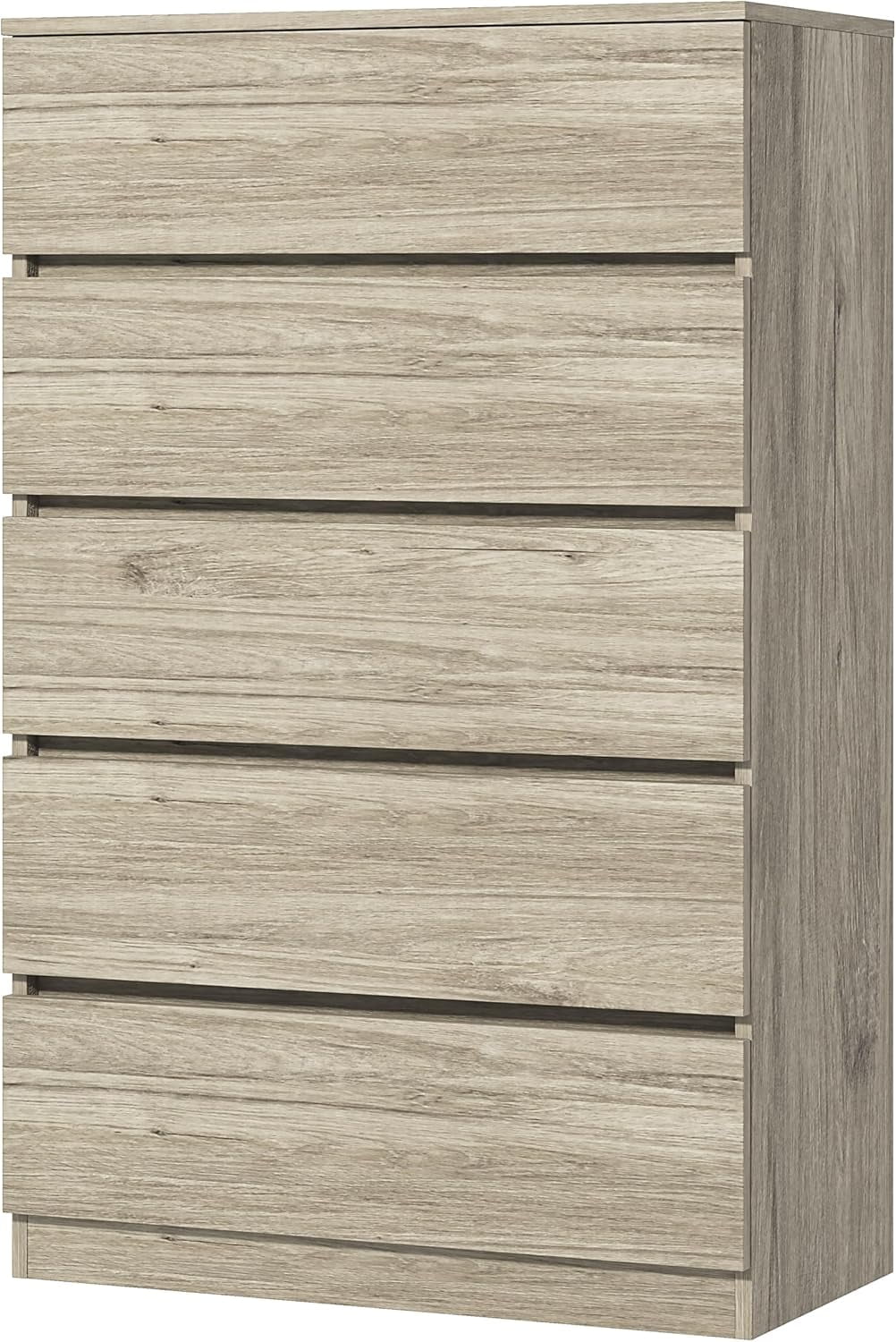 5 Drawer Dresser, Gray Oak Dresser for Bedroom Wooden Tall Closet ...