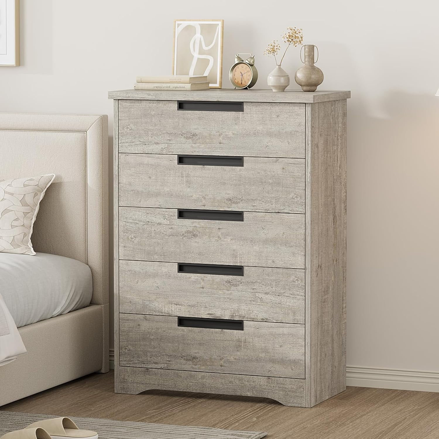 5 Drawer Dresser,Modern Wood Storage Drawer Organizer For Living Room ...