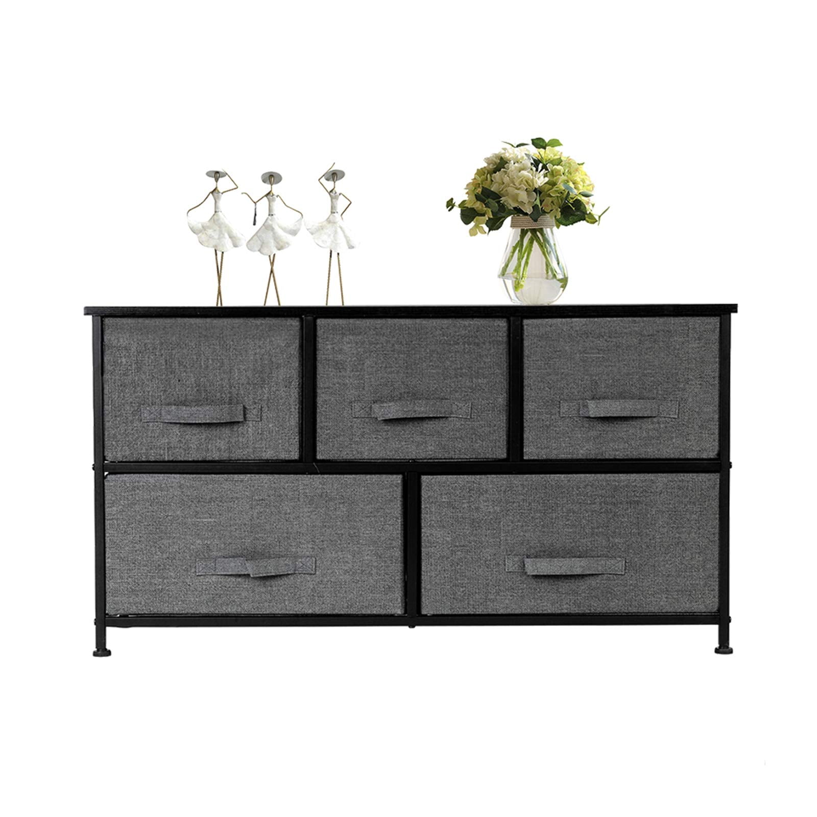 5 Drawer Dresser Organizer, Fabric Dresser Storage Tower, 2-Tier Wide ...