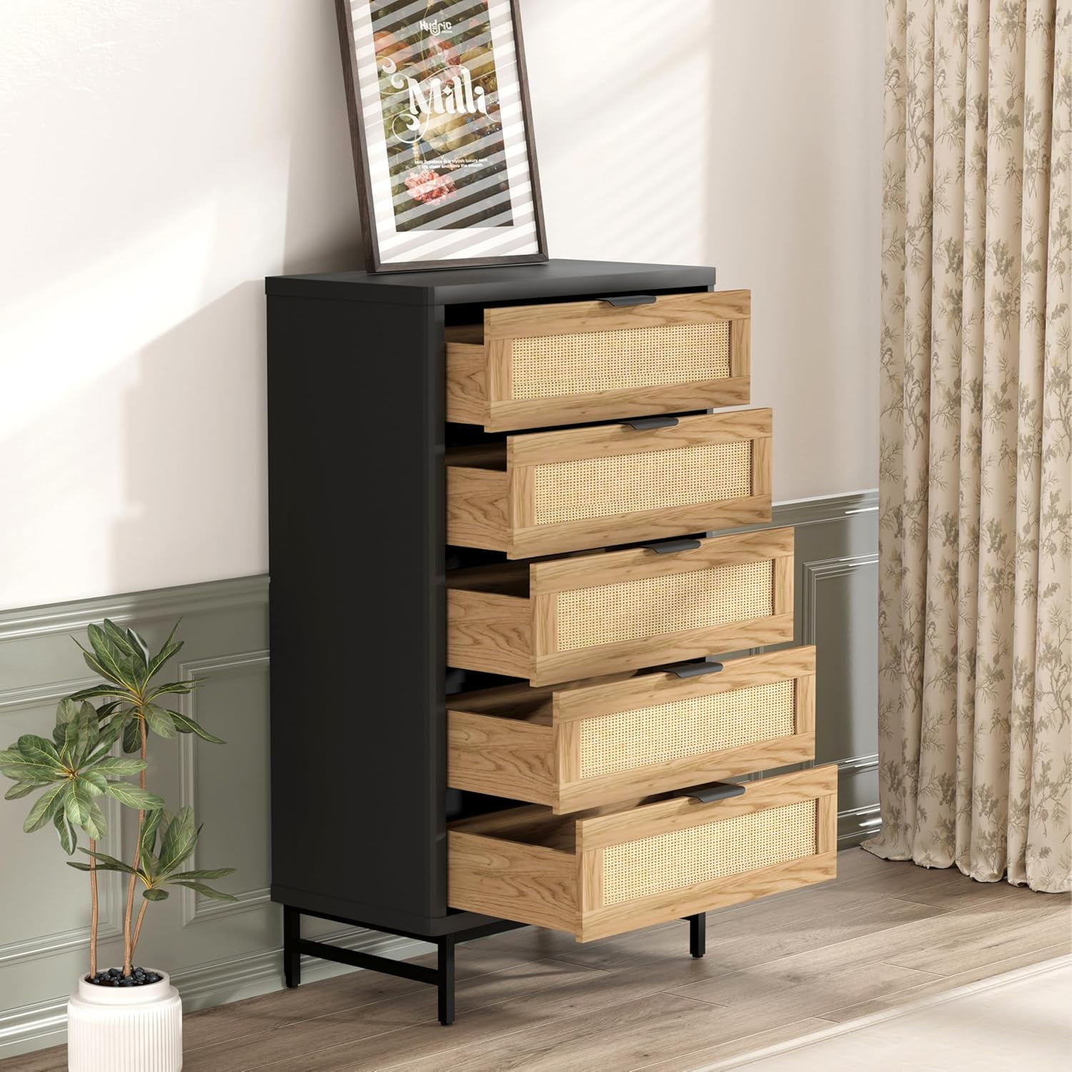 5-Drawer Dressers,Tall Dresser Vertical Storage Tower for Bedroom ...