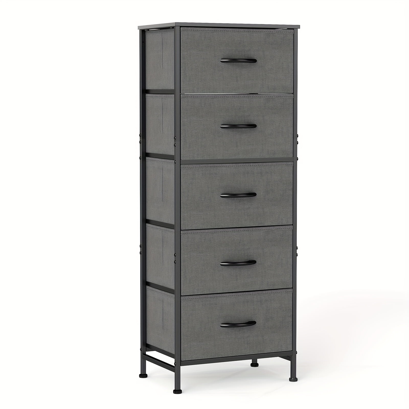 5-Drawer Fabric Dresser with Steel Frame & Wood Top, Freestanding ...
