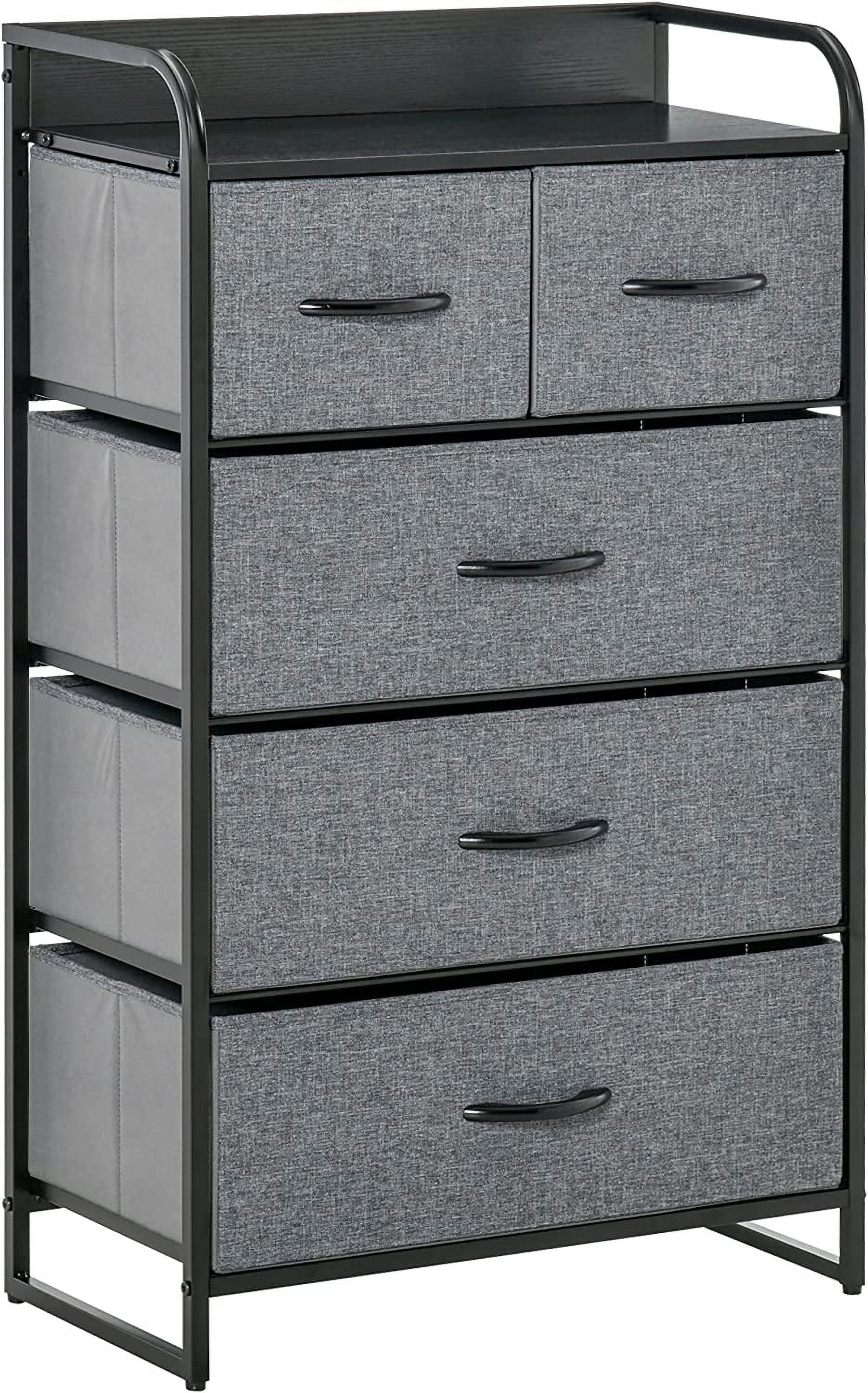 5-Drawer Fabric Dresser Tower, 4-Tier Storage Organizer with Steel ...