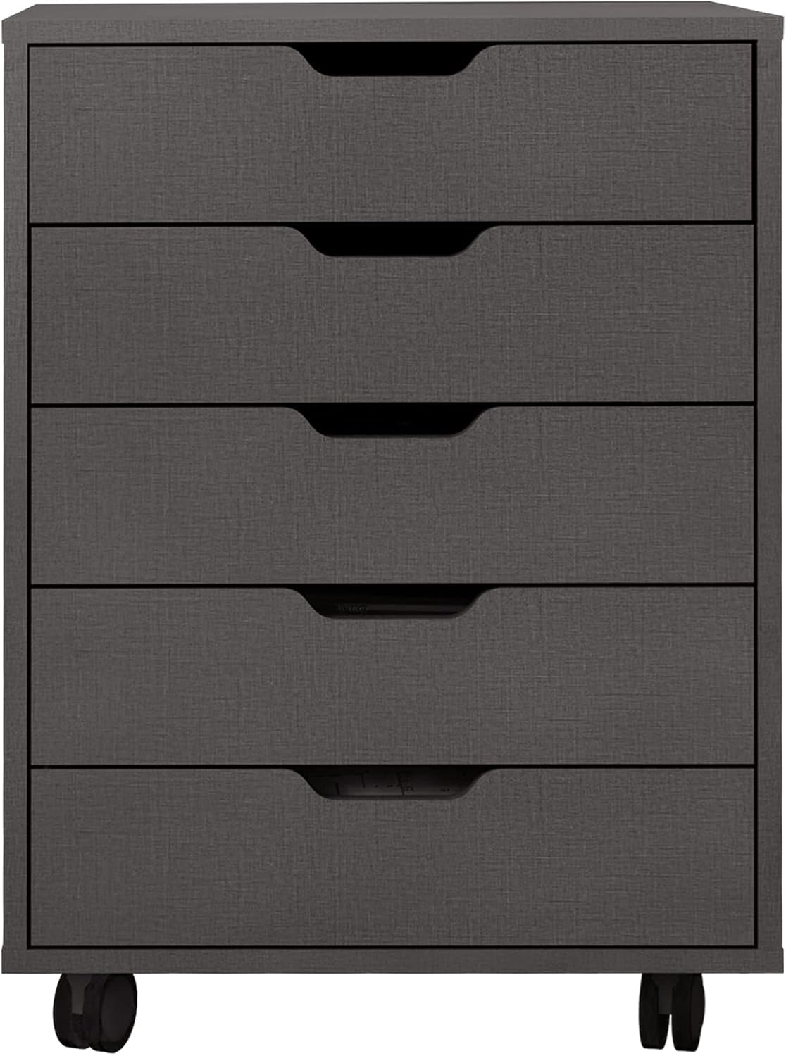 5 Drawer File Cabinet, 5 Drawers Cabinet Wooden Office Pulley Movable ...