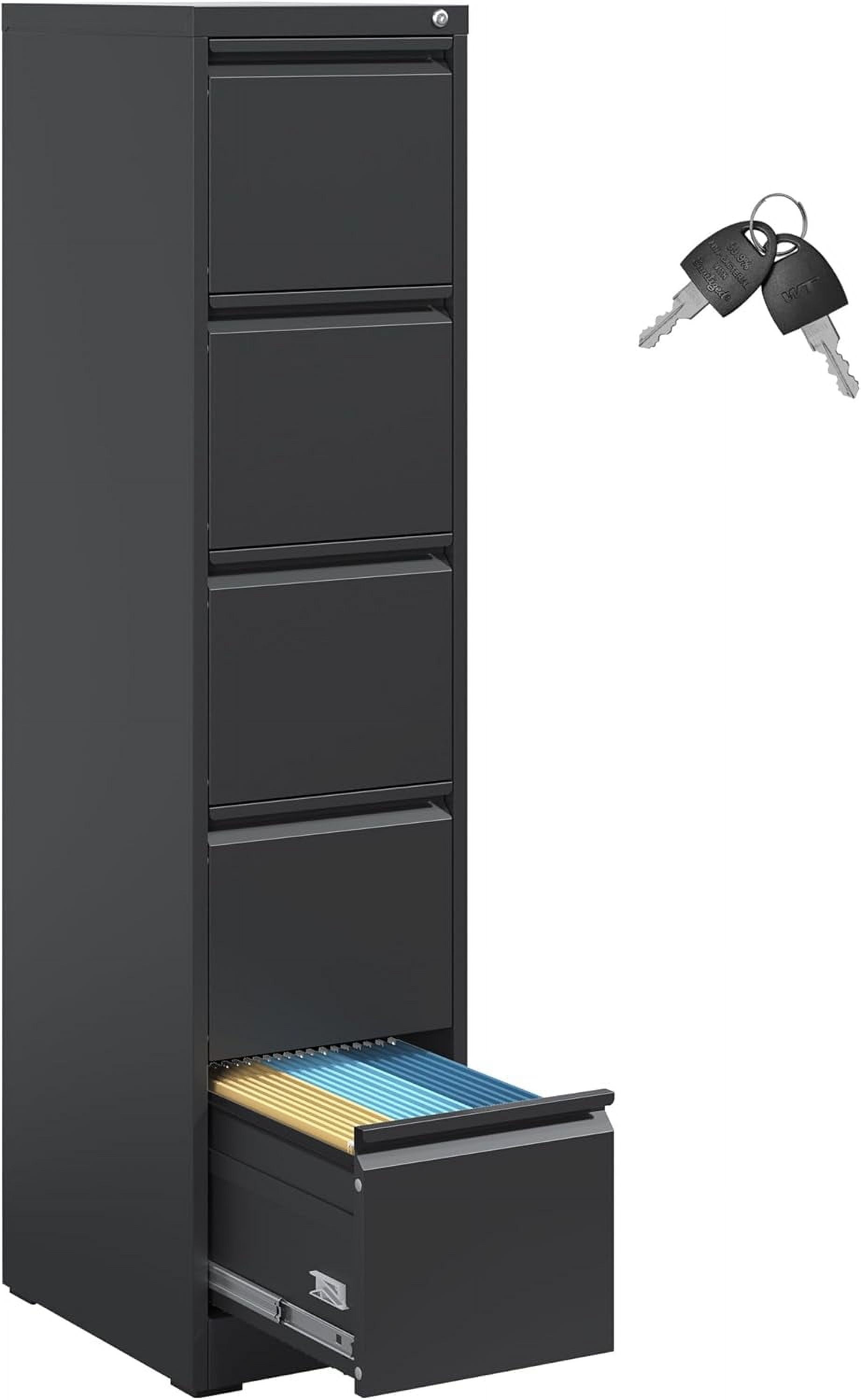 5 Drawer File Cabinet with Lock,Metal Filing Cabinets for Home Office ...