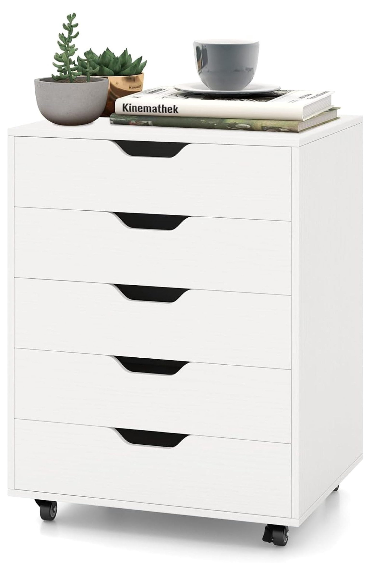 5 Drawer File Cabinet, Mobile Filing Cabinet with Universal Wheels ...