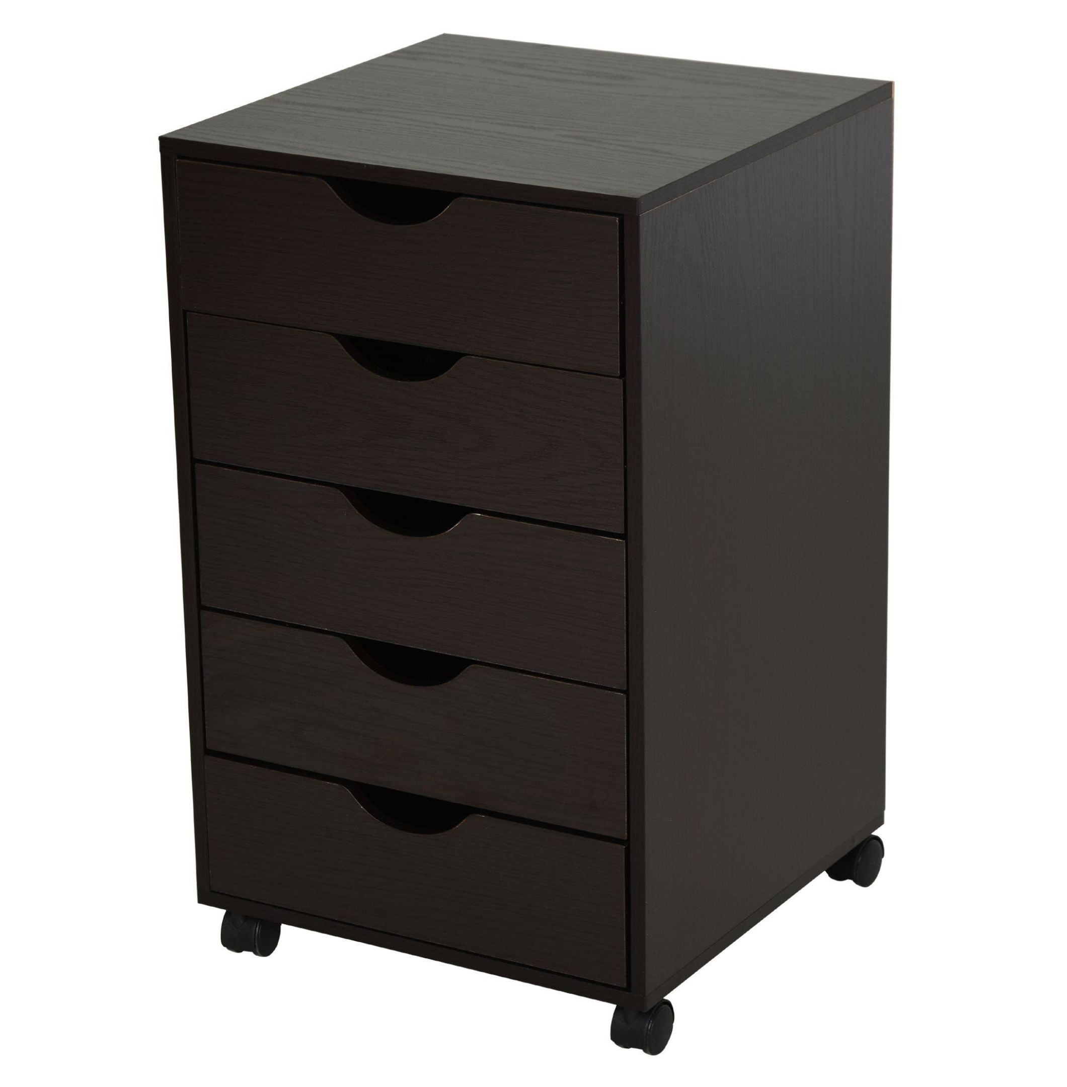 5 Drawer File Cabinet, Nordic Filing Cabinet with Wheels - Brown Office ...