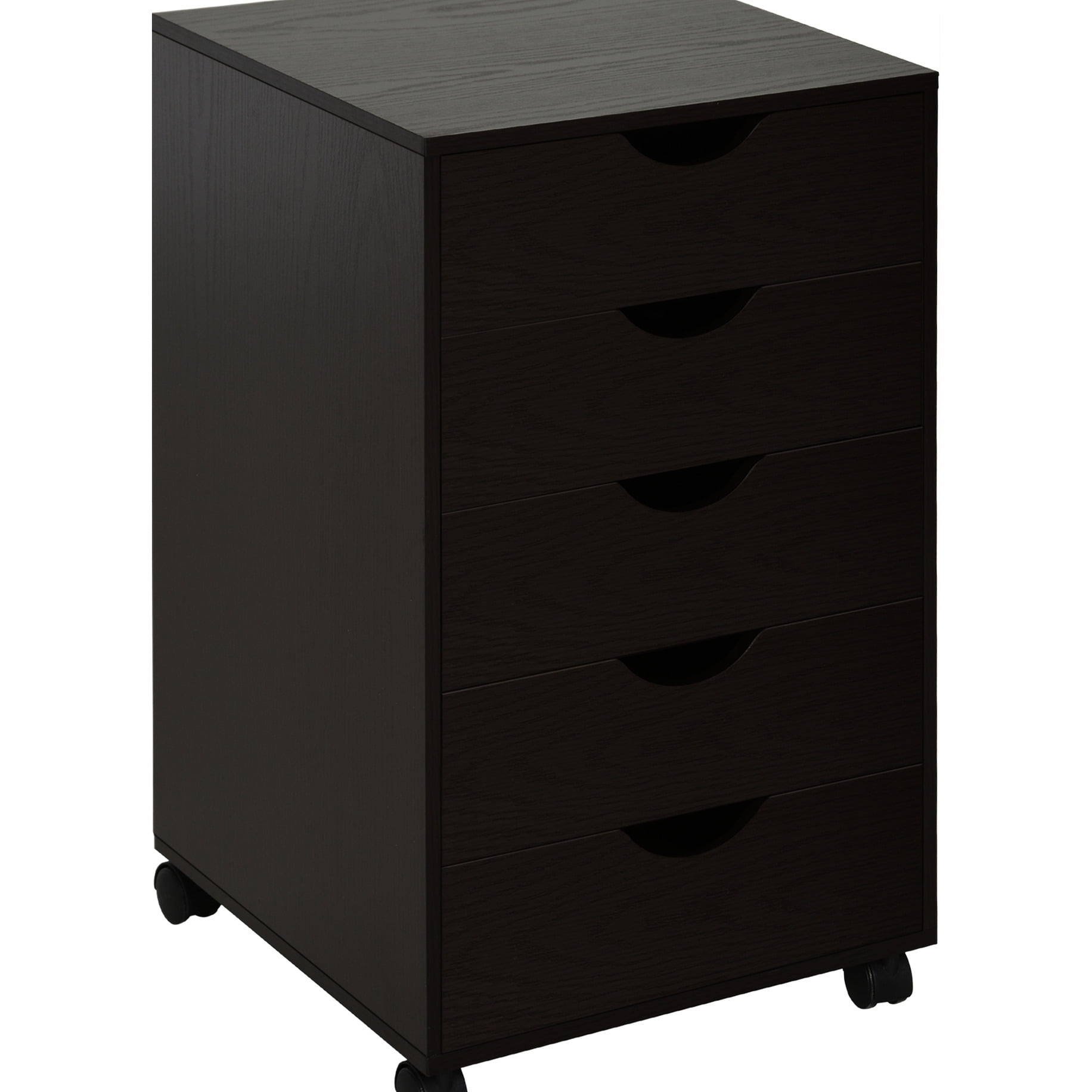 5 Drawer File Cabinet On Wheels, Brown - Facilitates Mobility For ...