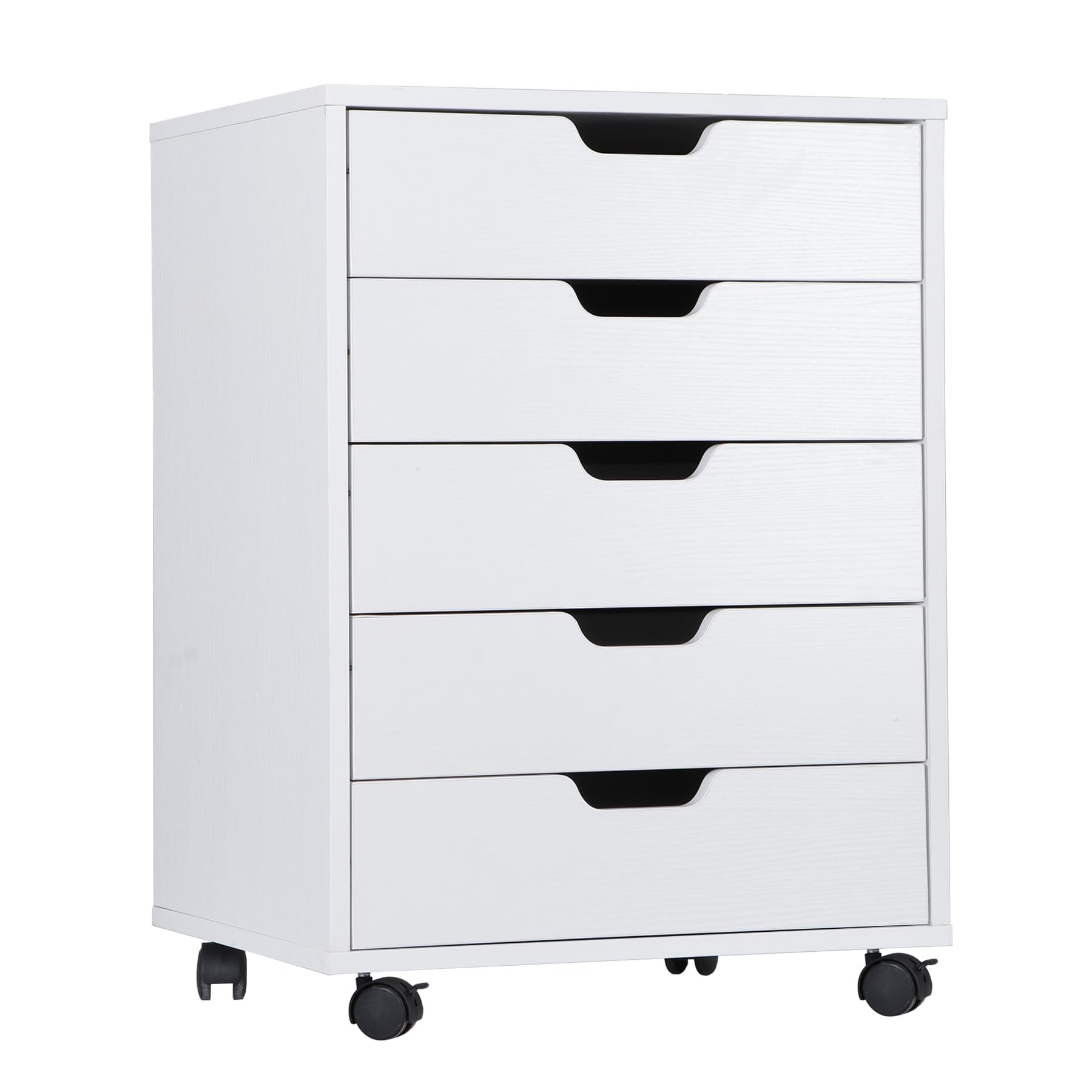 5 Drawer File Cabinet Wooden Mobile Storage Organizer with Lockable ...