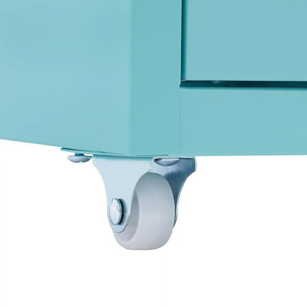 5 Drawer File Cabinet w/Wheels, Metal Vertical Filing Cabinet Blue ...