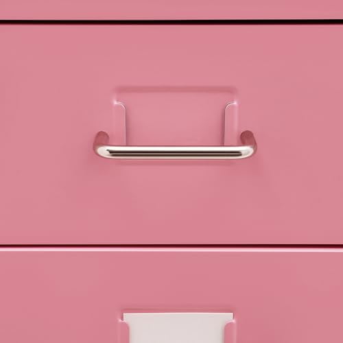 5 Drawer File Cabinet w/Wheels, Metal Vertical Filing Cabinet Pink ...