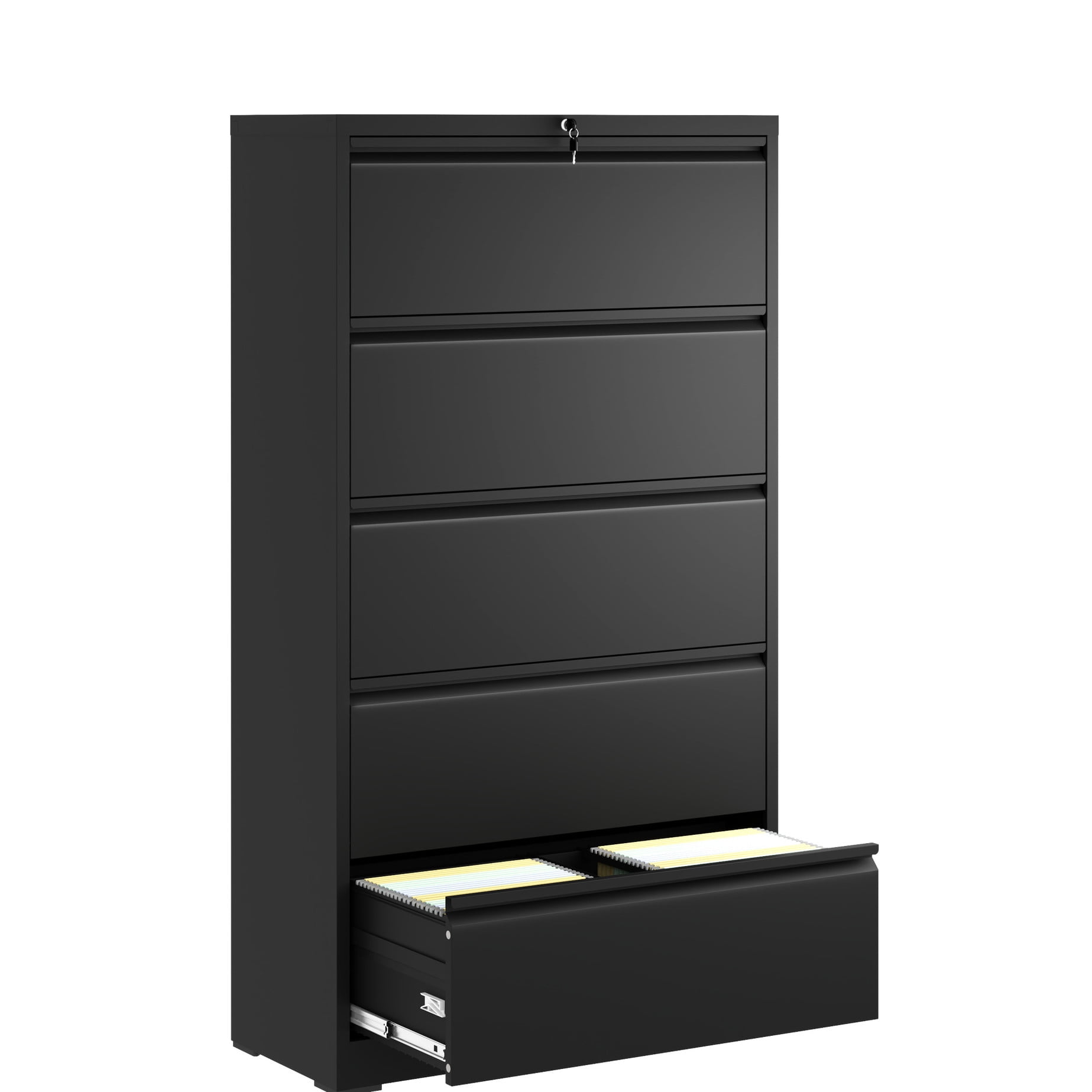 5-Drawer Filing Cabinet+Side-to-Side Hanging Rails for Folders”-“Legal ...