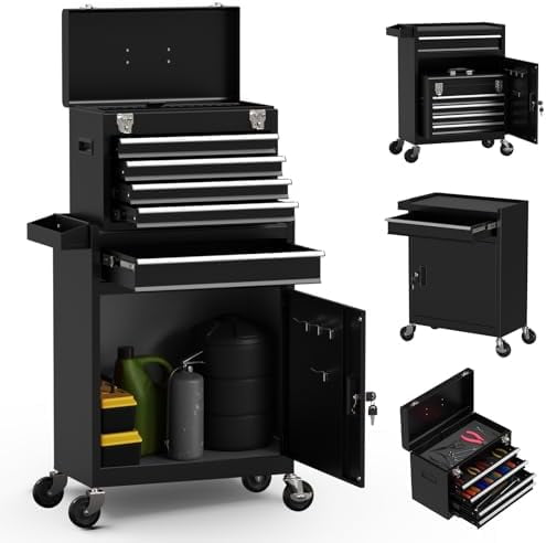 5-Drawer High Capacity Rolling Tool Box, Removable Cabinet Storage Tool ...