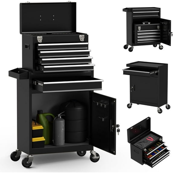 5-Drawer High Capacity Rolling Tool Chest, Removable Cabinet Storage ...