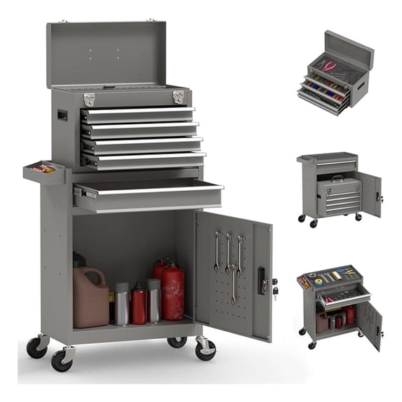 5-Drawer High Capacity Rolling Tool Chest, Removable Toolbox on Wheels ...
