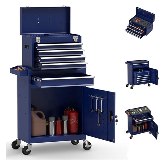 5-Drawer High Capacity Rolling Tool Chest, Removable Toolbox on Wheels ...