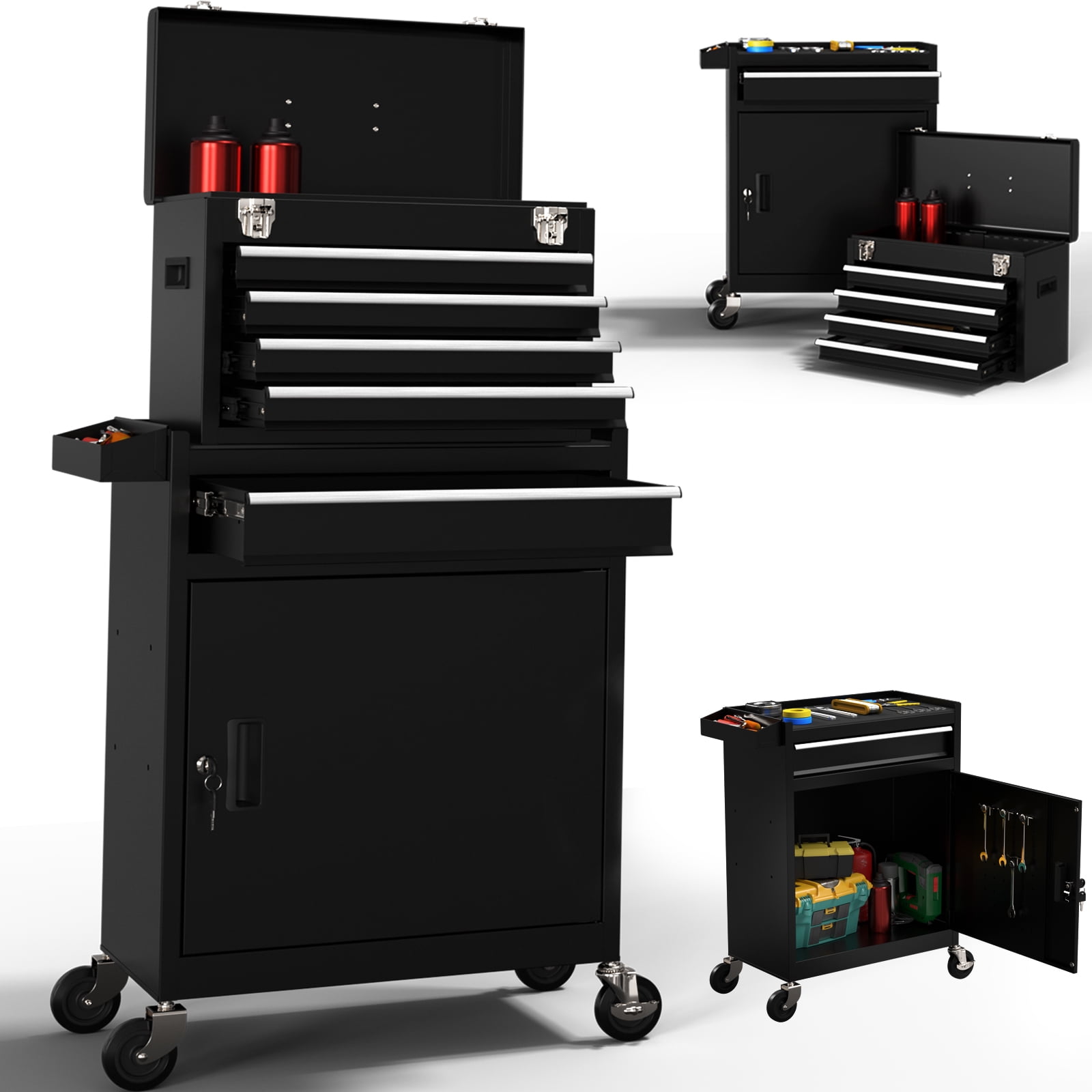 5-Drawer High Capacity Rolling Tool Chest, Removable Toolbox on Wheels ...